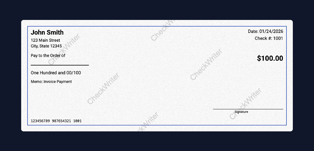 Counter Check Template — Free Printable PDF | CheckWriter | CheckWriter