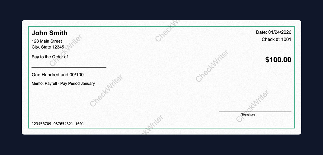Employee Payroll Check Template — Free Printable with Stub ...